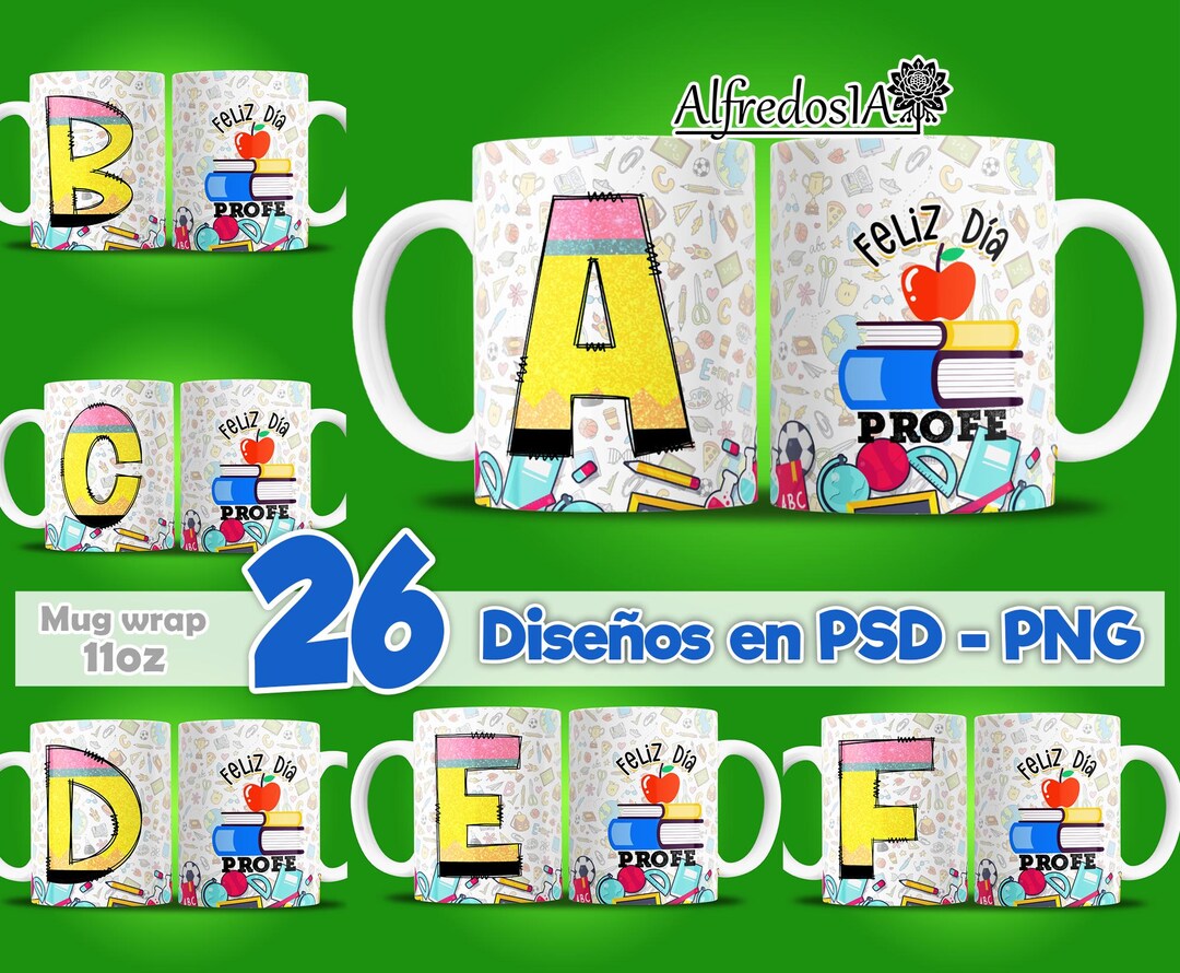ABC Maestro 26 Digital Mug Designs, in PSD-JPG, Teacher's Day, Teacher, Mug, Digital Design ...