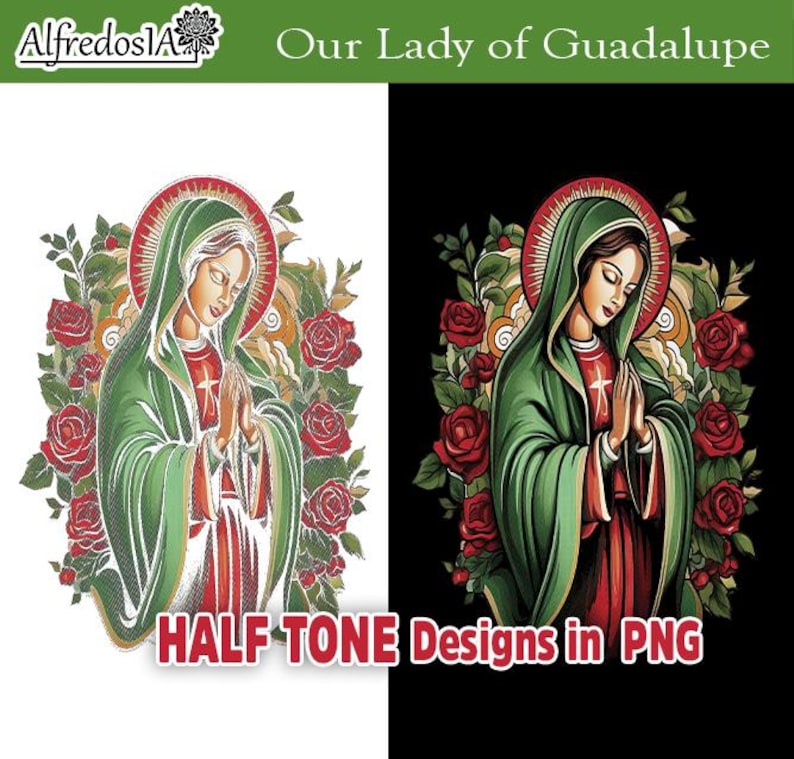 10 Designs Guadalupe, Designs HALFTONE, 10 Designs in PNG, Digital ...