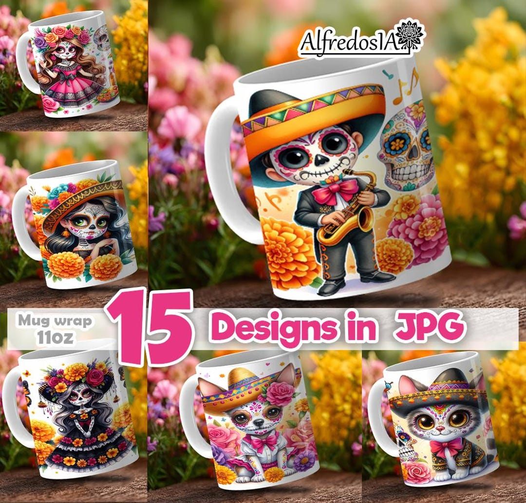 15 Designs Digital Catrinas Skull Mix, 15 Designs in JPG, Sublimation ...