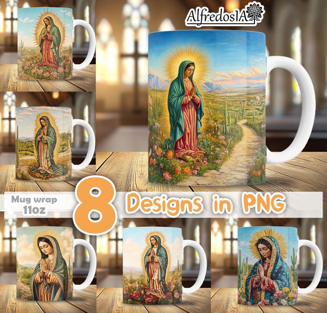8 Designs Digital Guadalupe, 8 Designs in Png,sublimation Wrap Mugs ...