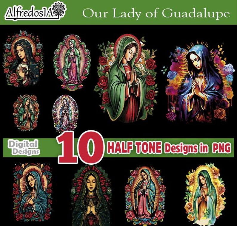 10 Designs Guadalupe, Designs HALFTONE, 10 Designs in PNG, Digital ...