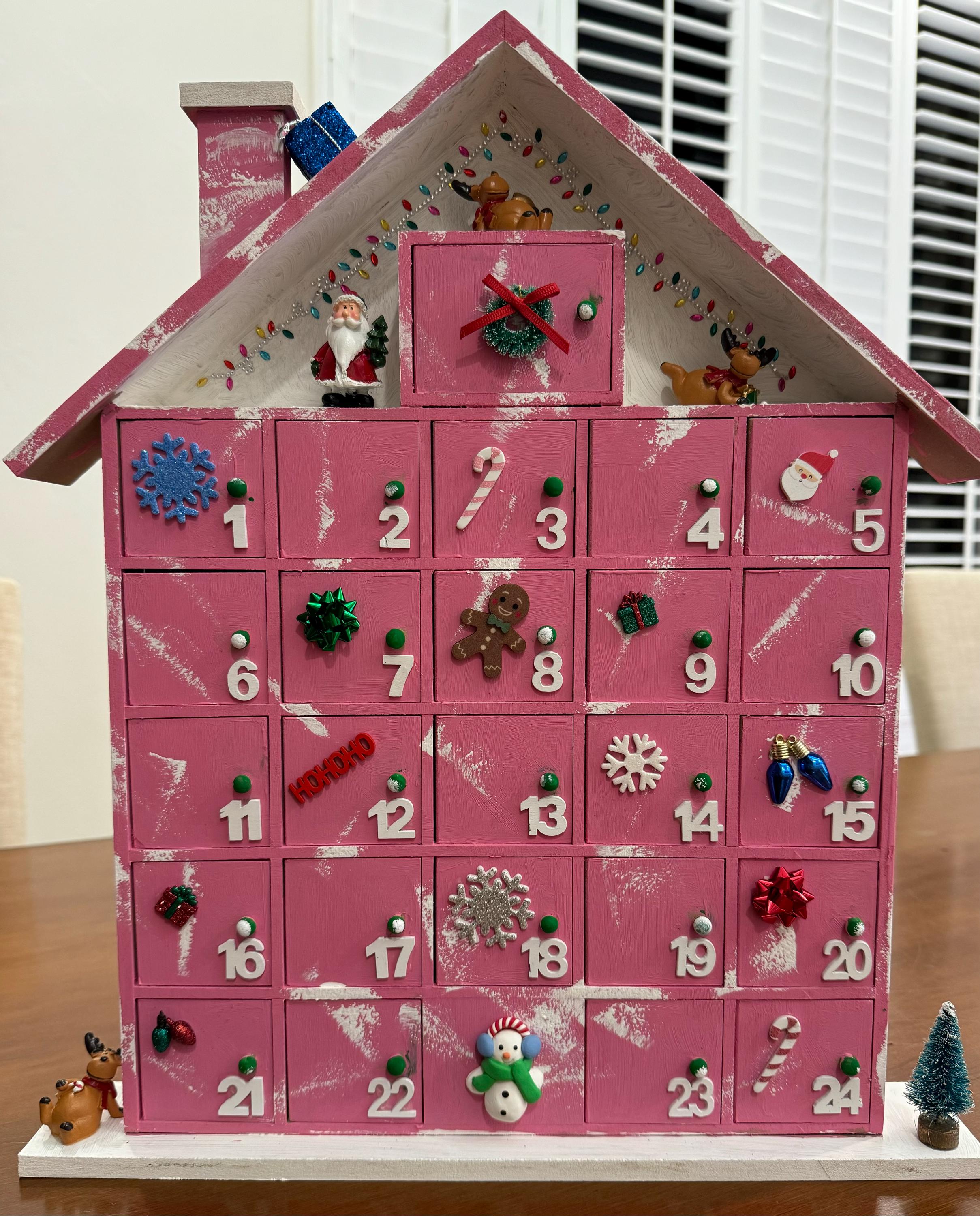Advent Calendar, Wood, Hand Painted, Personalized, Girl Holiday ...