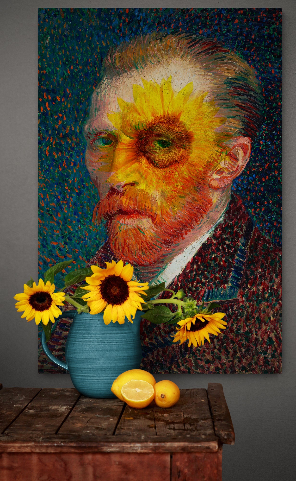 Portrait Painting, Van Gogh Altered Art, Canvas Print, Colorful ...