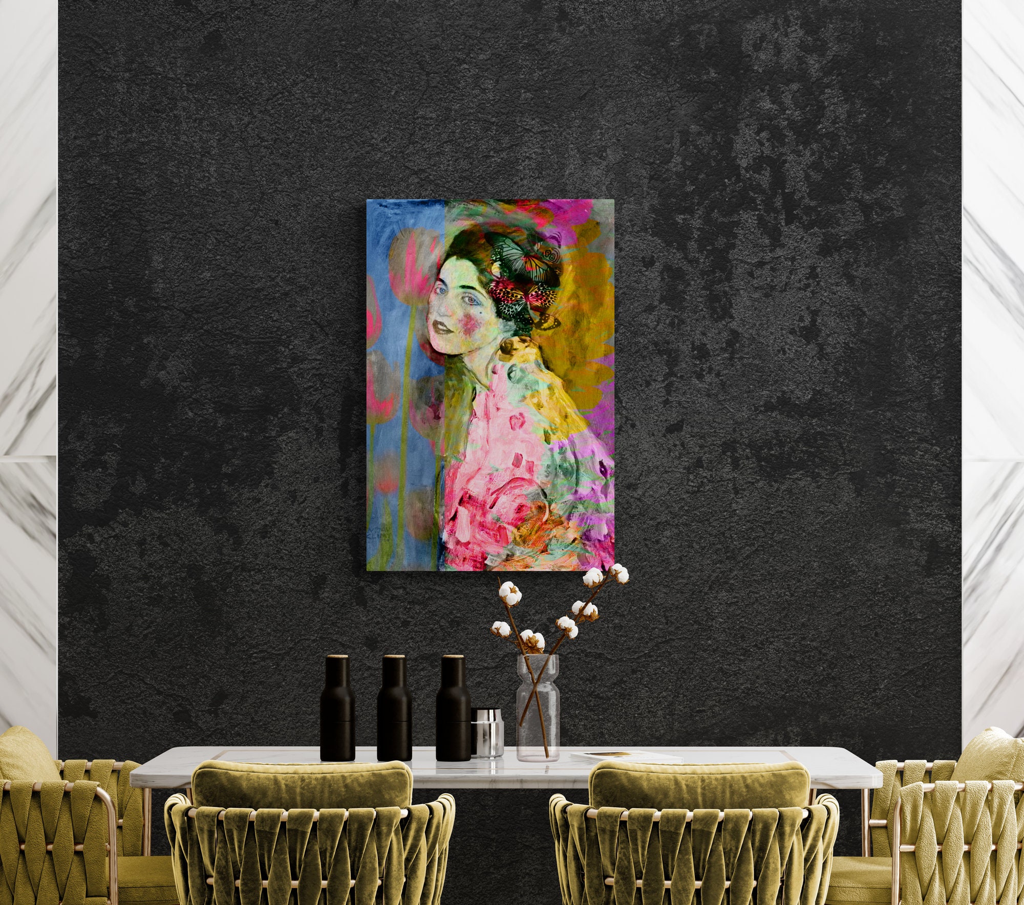 Portrait Painting, Altered Art, Gustav Klimt, Canvas Print, Modern ...