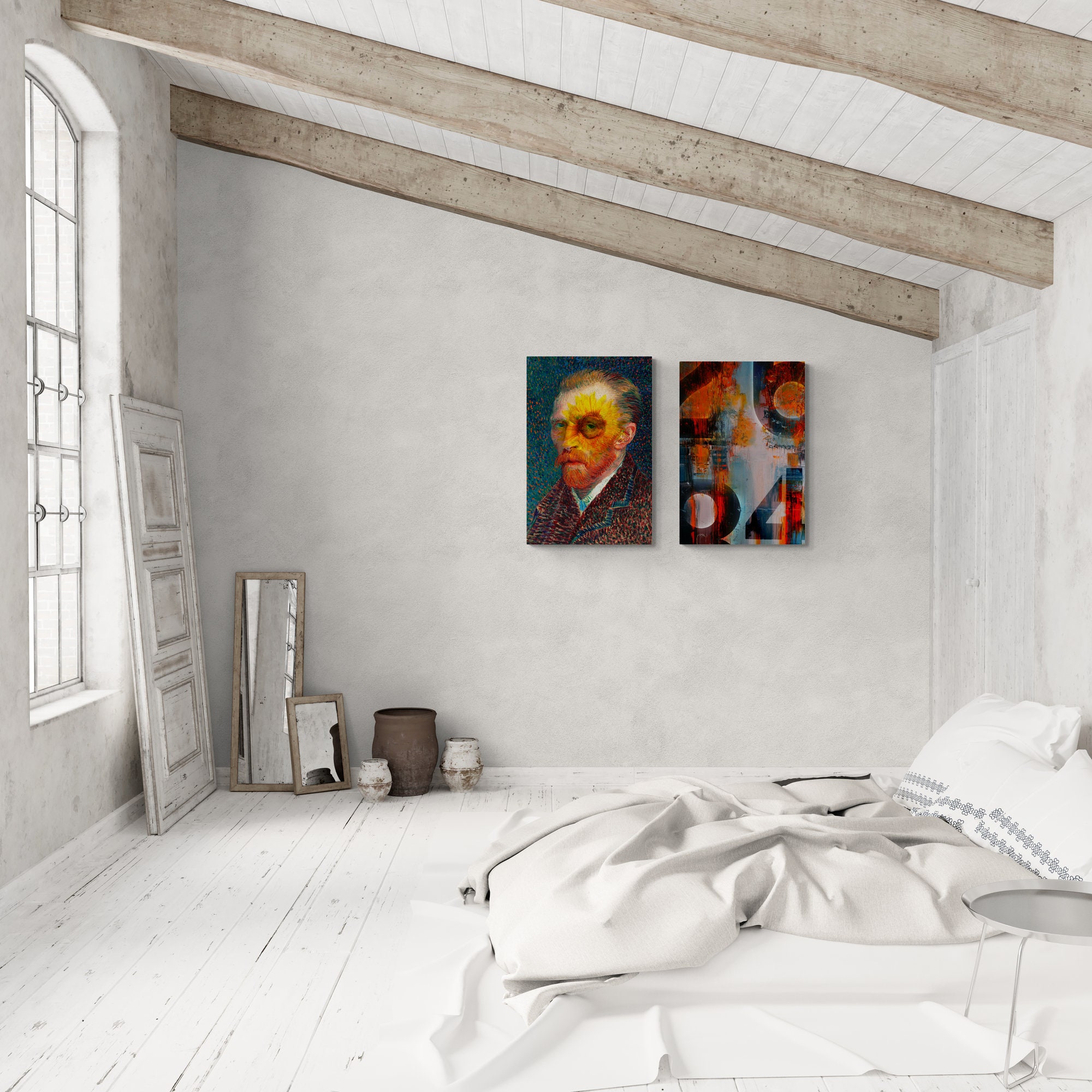 Portrait Painting, Van Gogh Altered Art, Canvas Print, Colorful ...