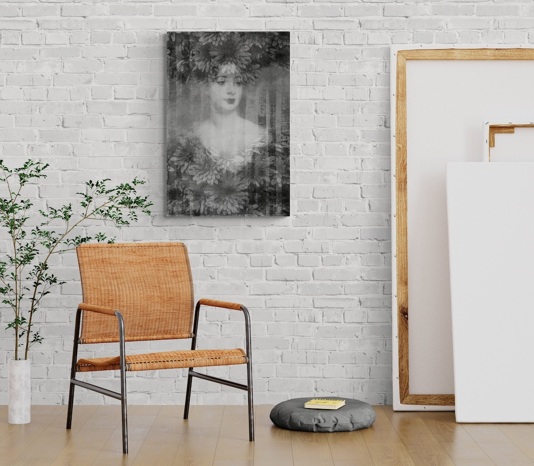 Portrait Drawing Painting, Altered Art Canvas Print, Abstract Art, Wall ...