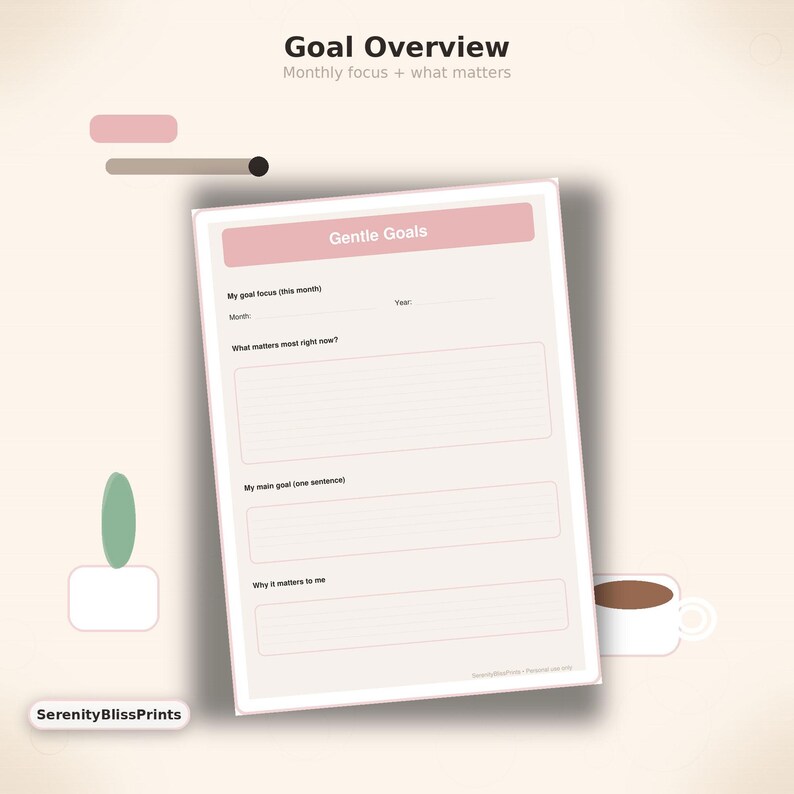 Gentle Goals Workbook Printable A4 | Goal Setting Planner | Anxiety ...