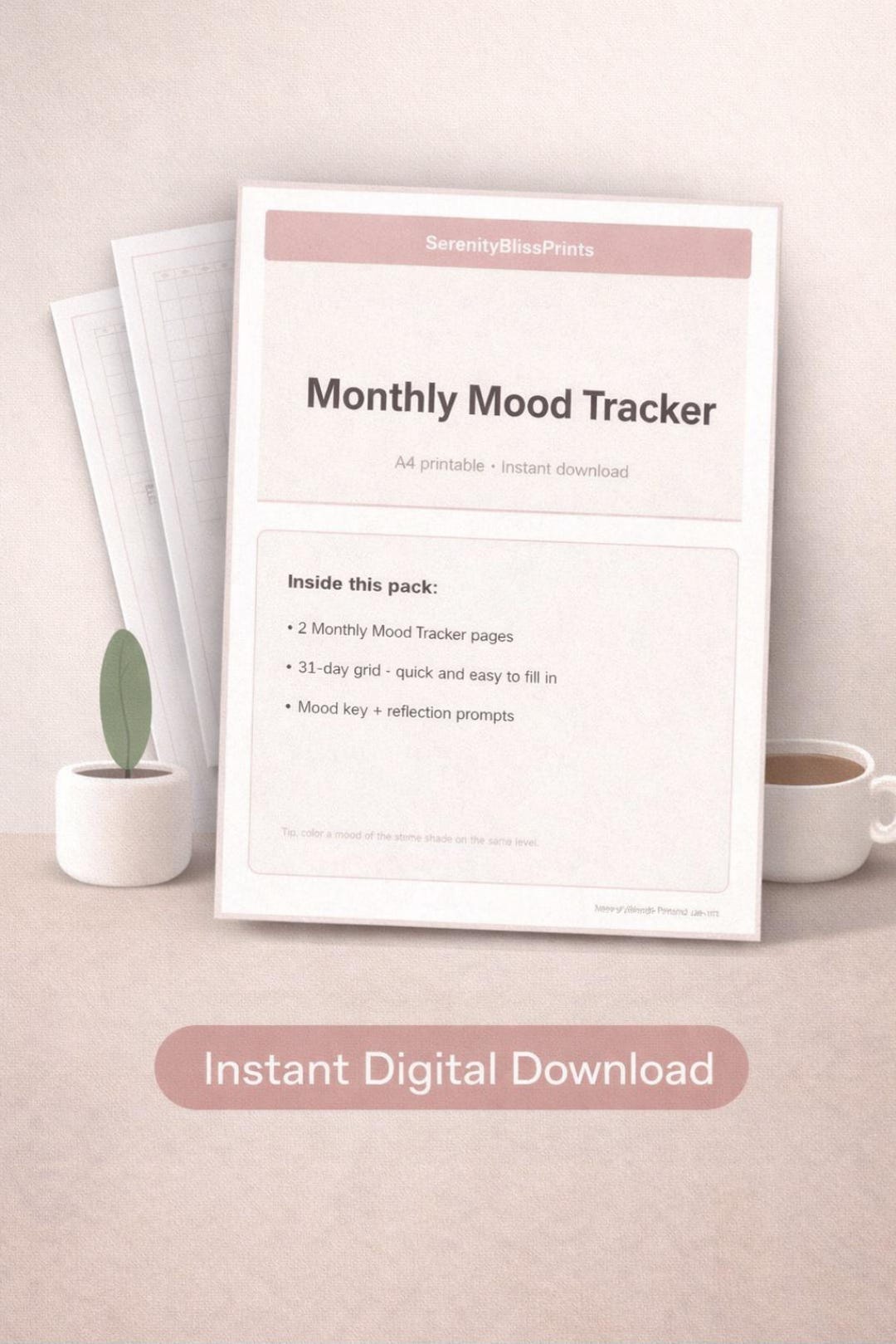 Monthly Mood Tracker Printable A4 | Anxiety ADHD Autism Friendly | 31 ...