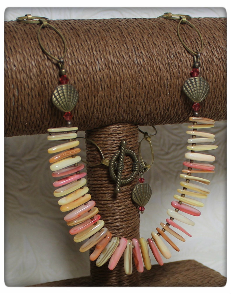 Handmade Necklace Beaded Beach Shell Seashell Crystal - Etsy