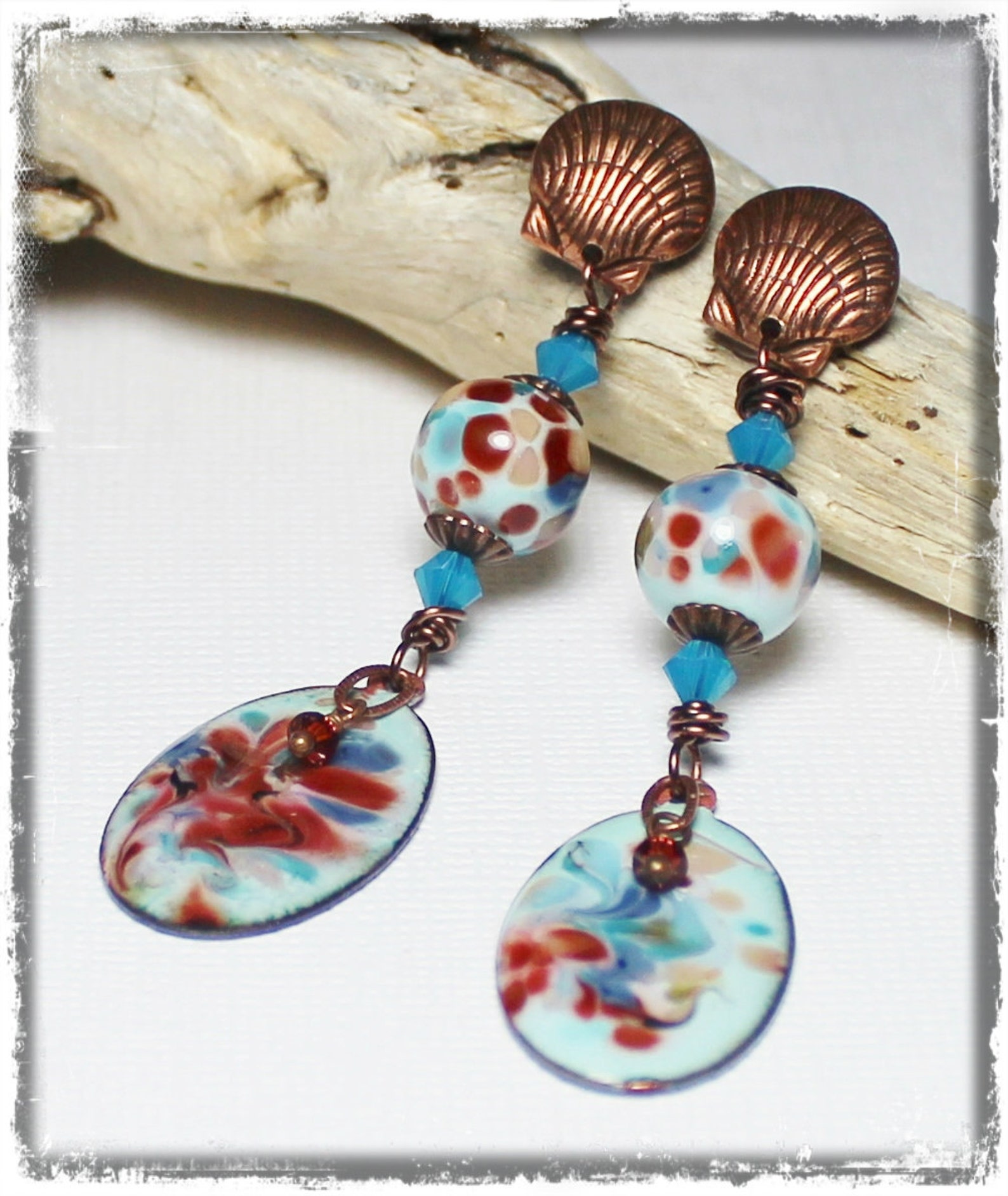 Beach Pebbles... Handmade Jewelry Earrings Beaded Enamel - Etsy