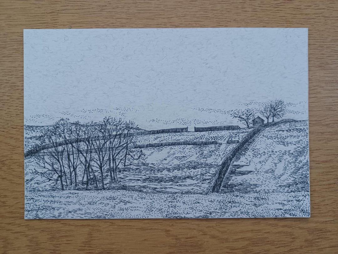 Original Landscape Drawing Using Fineliner Pen on Paper - Etsy