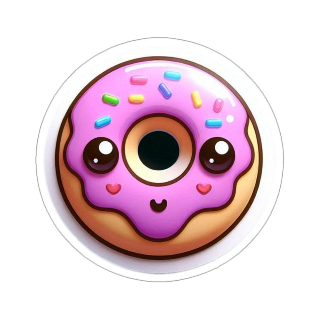 Cute Donut Sticker, Kawaii Kiss-cut Stickers, Perfect for Water Bottle ...