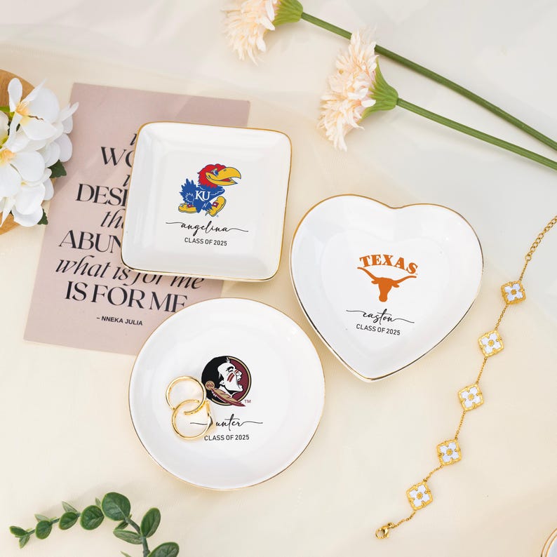 University Custom Trinket Ring Dish, Personalized College Logo Ring ...