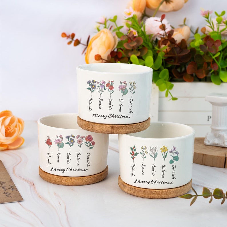 Custom Indoor Planters Flowerpot,personalized Birthflower Pot,ceremic ...