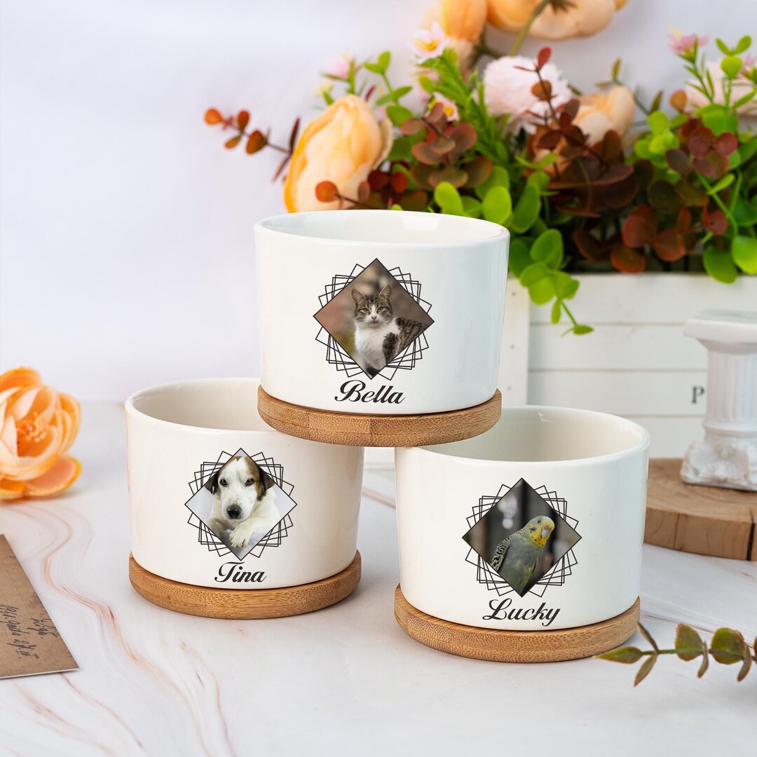 Personalized Pet Portrait Flowerpot With Pet Name Gift,table Mini ...