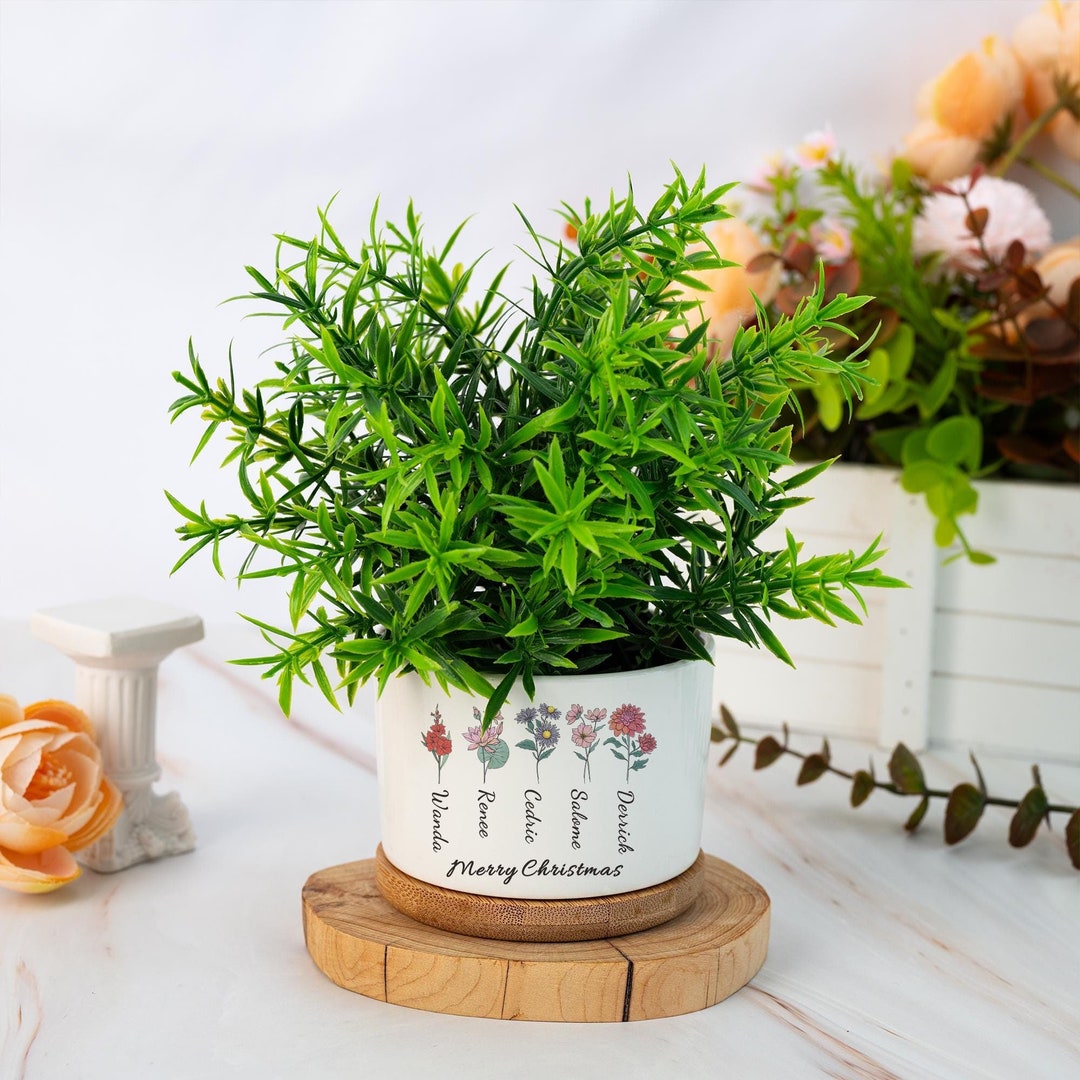 Custom Family Flowerpot,engraved Birthflower Pot With Name,personalized ...