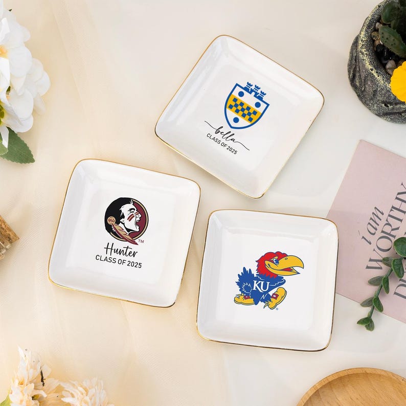 University Custom Trinket Ring Dish, Personalized College Logo Ring ...