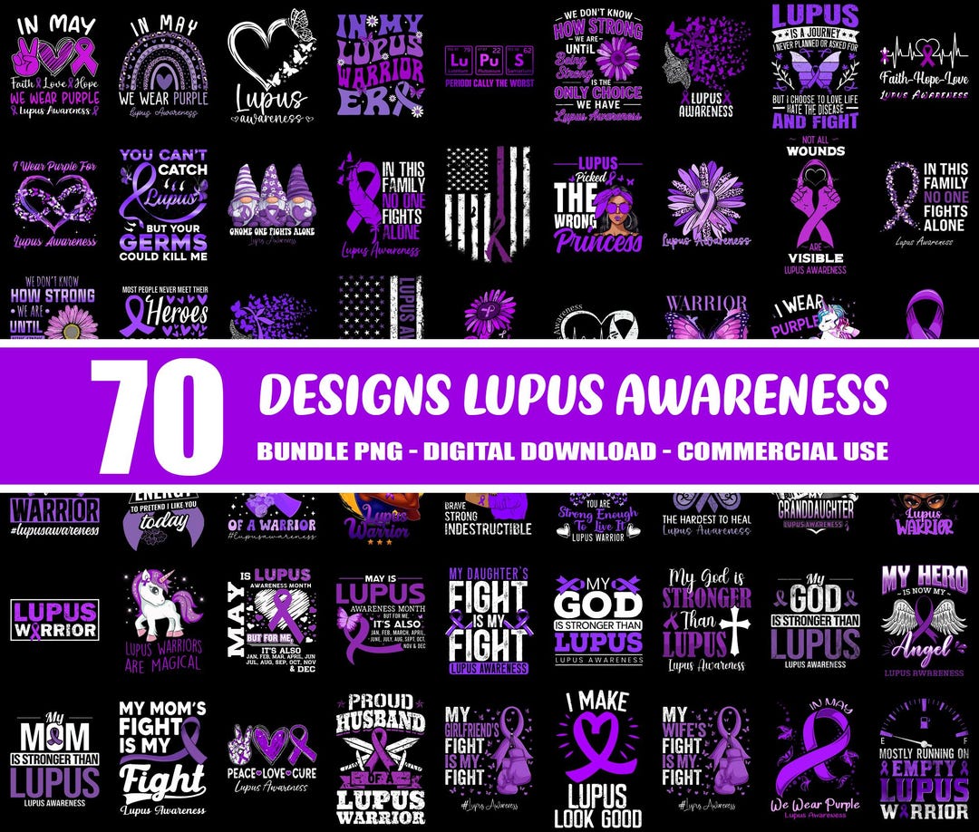 70 Designs Lupus Awareness Png Bundle, Lupus Warrior Png, Purple Ribbon ...