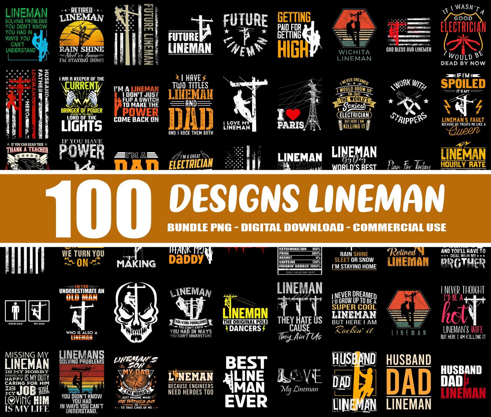 100 Designs Lineman Png Bundle, Lineman Electrician Png, Lineworker Png ...