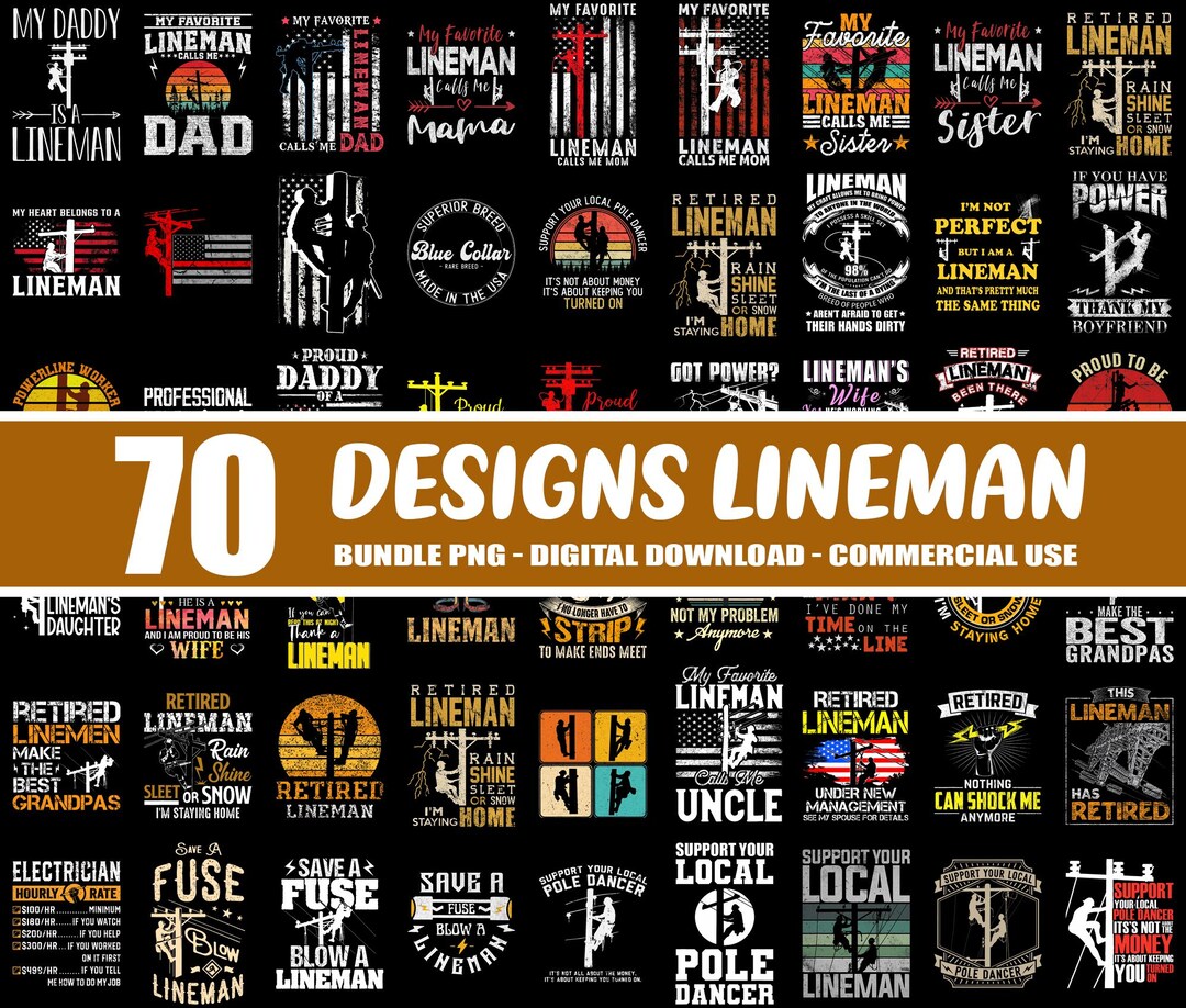 70 Designs Lineman Png Bundle, Lineman Electrician Png, Lineworker Png ...