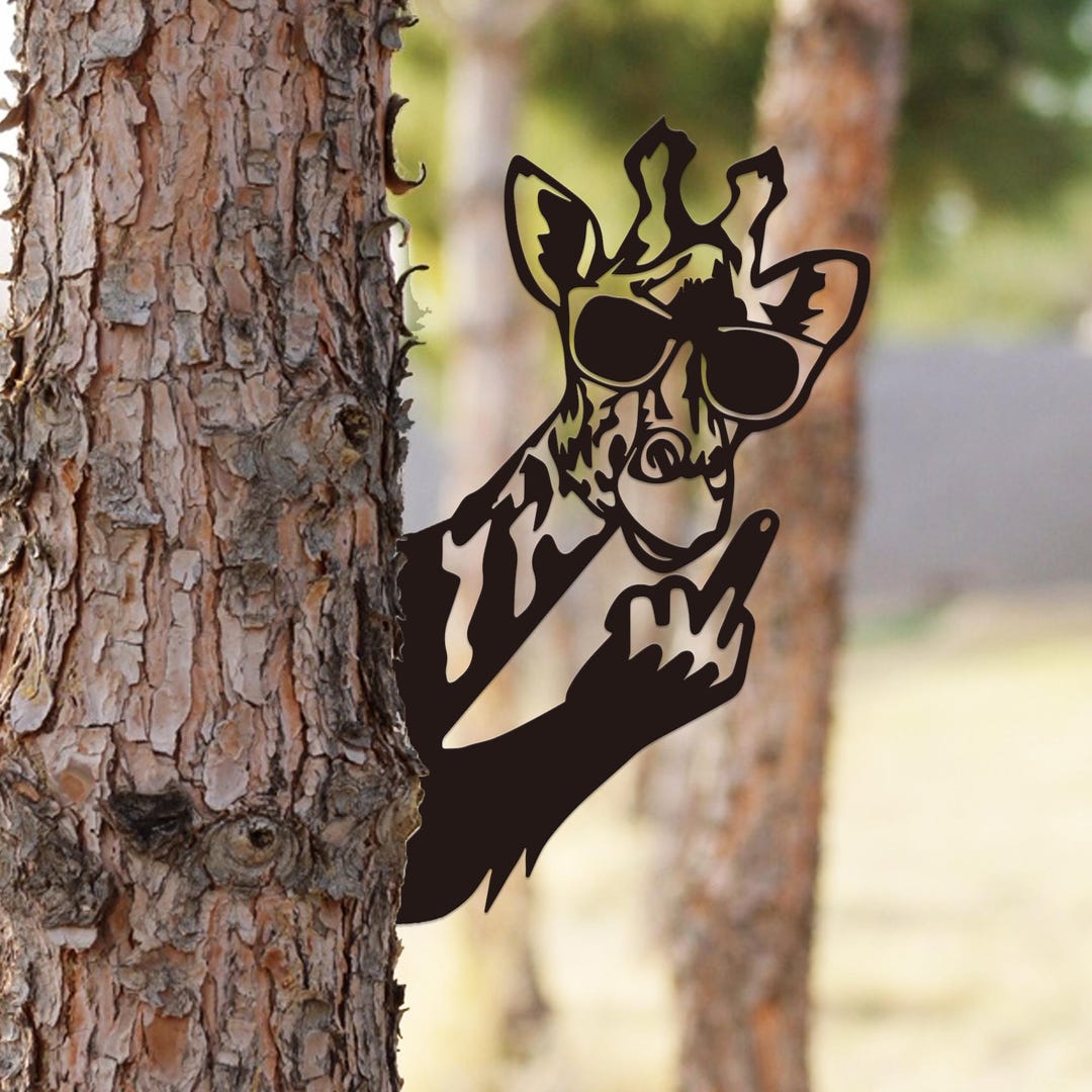 Middle Finger Giraffe Metal Yard Sign, Funny Giraffe Gift, Outdoor Rude ...