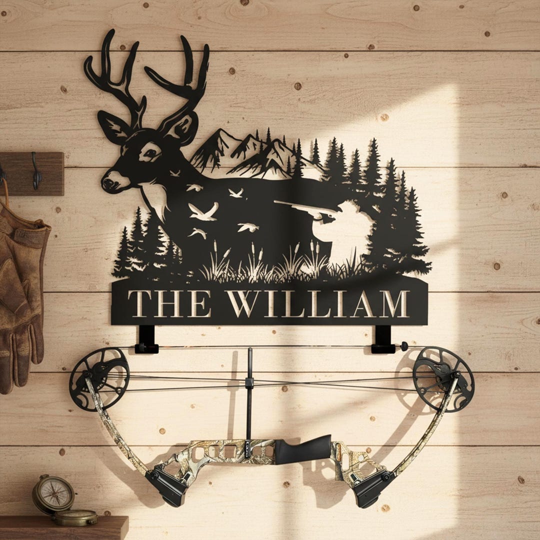 Personalized Bow Hanger Sign,metal Bow Holder,bowhunting With Name ...