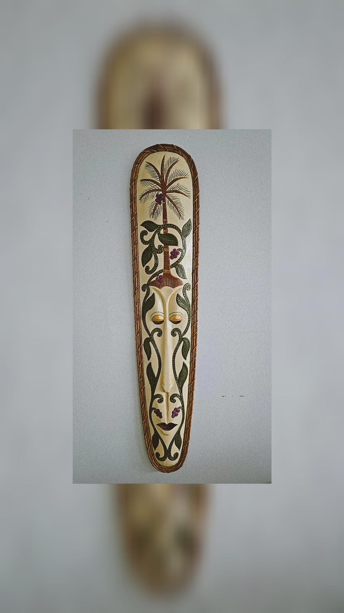 African Wooden Hand-carved Palm Mask With Face Motifs - Etsy