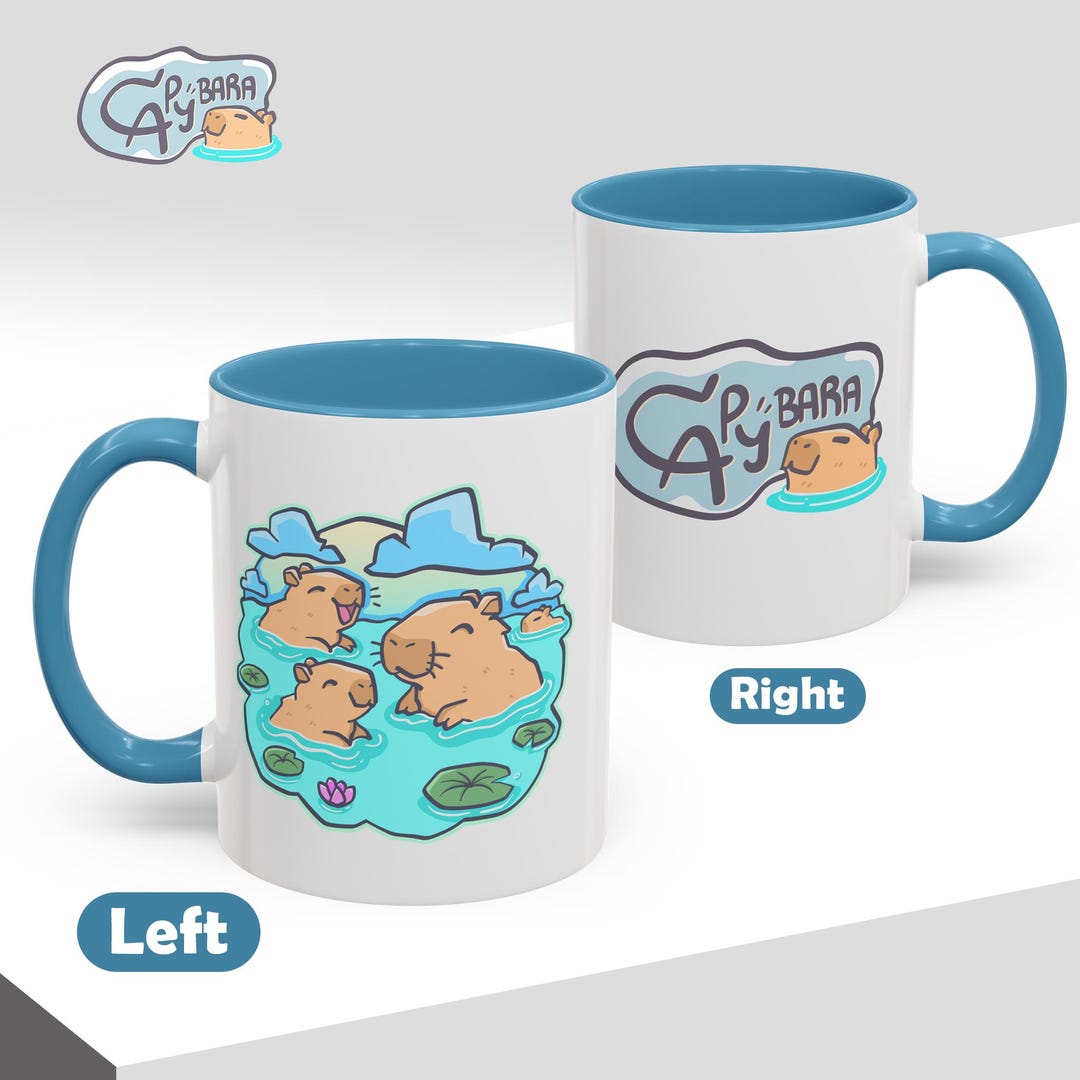 Mug, Cute Capybaras Playing in Water, Great for Capybara Lovers & Kids ...