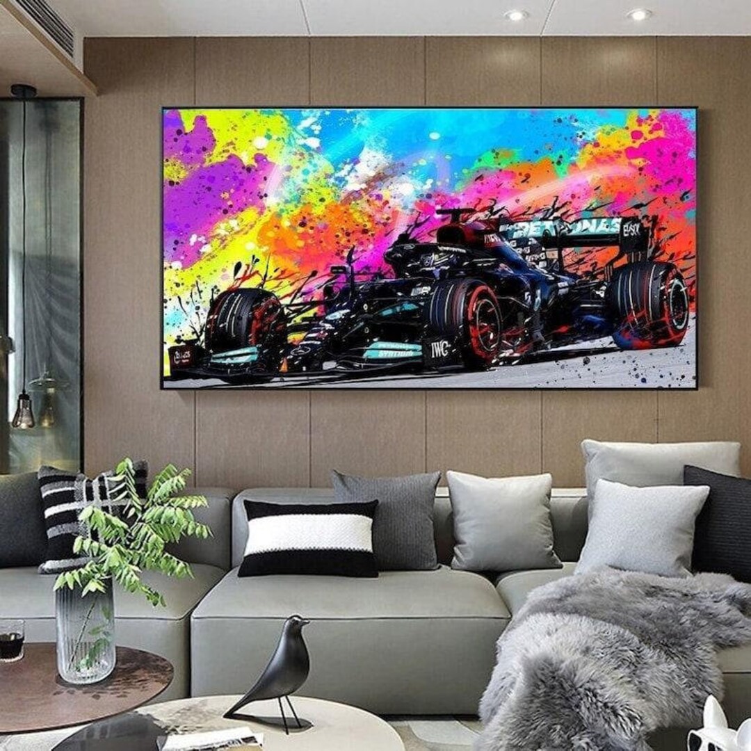 F1 Formula World Champion Max Car Canvas Painting Abstract Graffiti ...