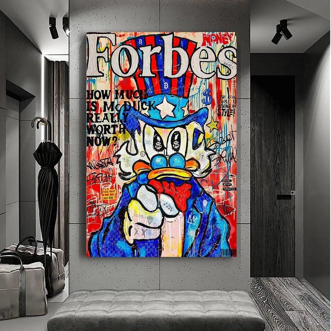 Donald Duck Forbes Graffiti US Art Canvas Painting Funny Color Graffiti ...