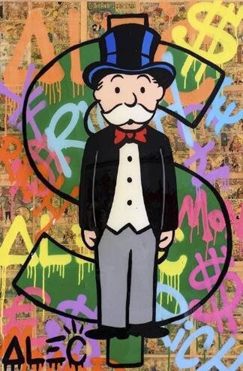 Monopoly Money Graffiti Art Canvas Painting Posters and Prints Wall Art ...