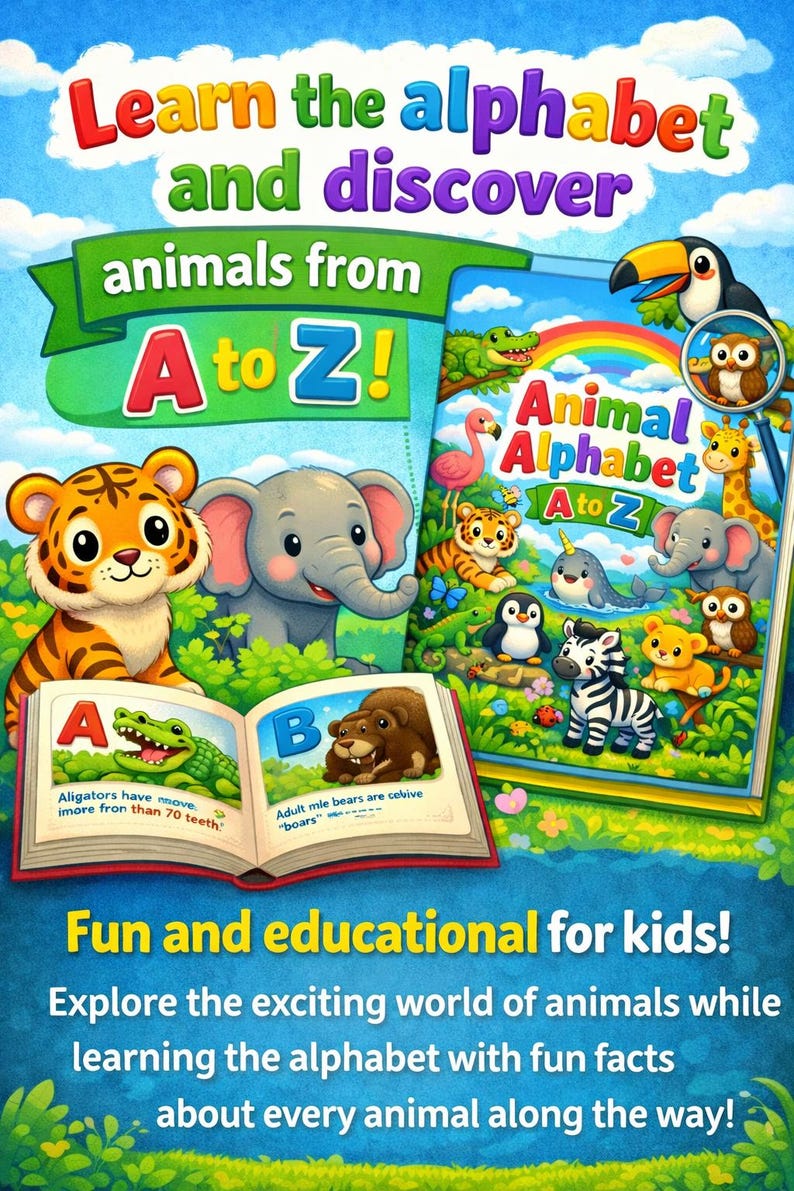 Libro del alfabeto de animales: ABC educativo, aprendizaje para niños ...