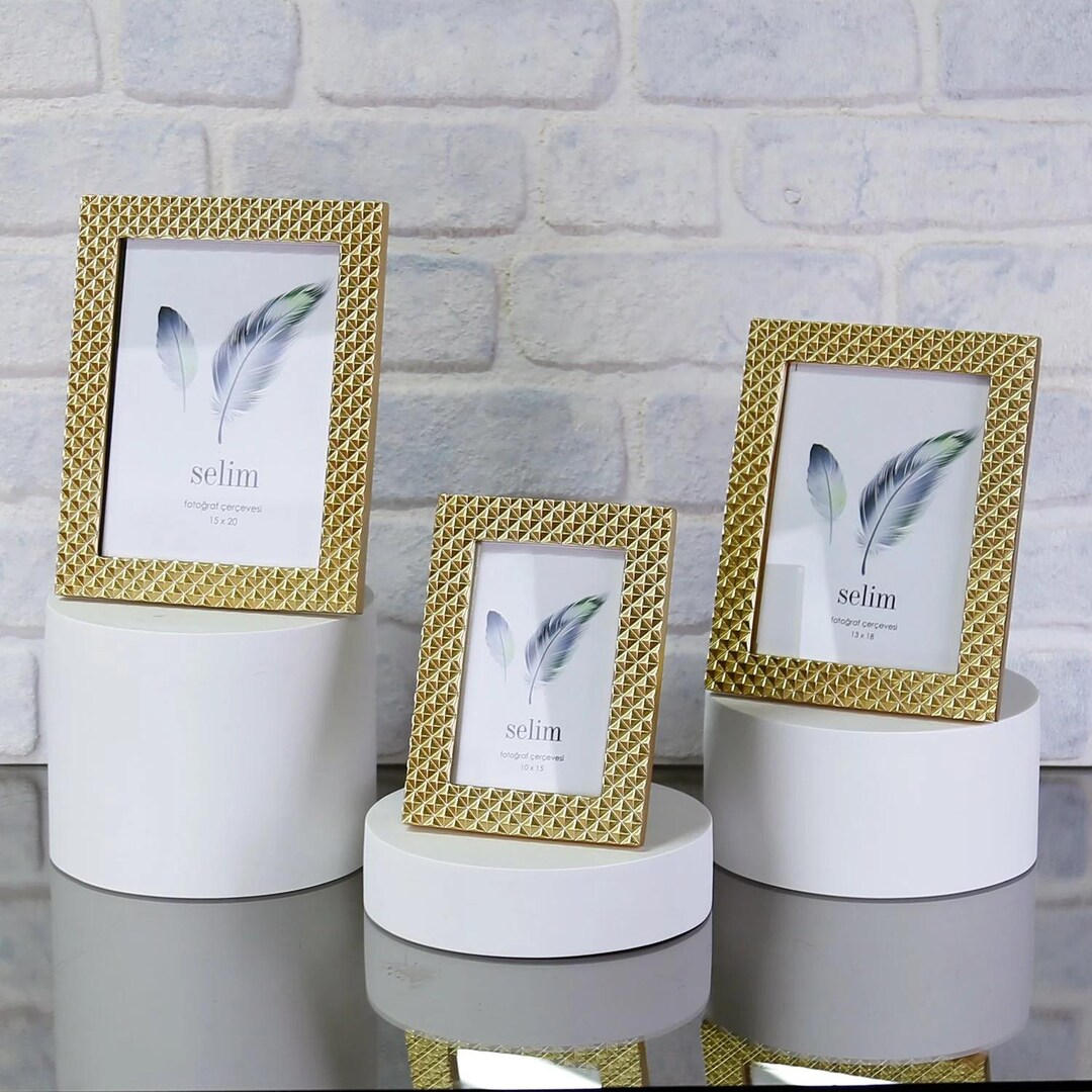 Pyramid Picture Frames in Gold Color / 5x7 and 6x8 Inches Photo Frames ...