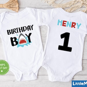 Shark Birthday Onesie® - Shark Theme - Shark Party - Boy Birthday ...