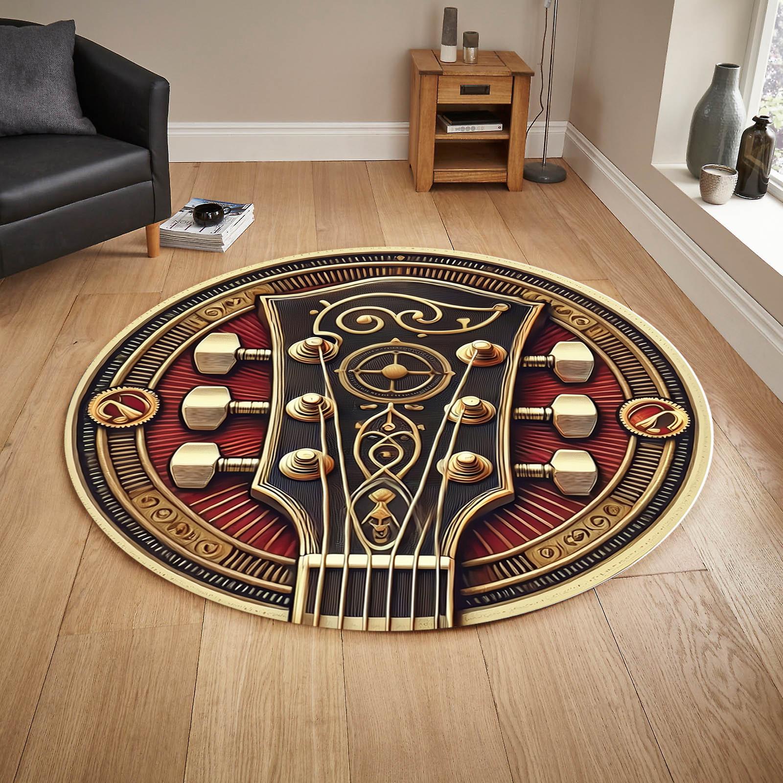 Guitar Headstock Rug, Guitar Rug, Round Rug, Musical Rug, Guitar Themed ...
