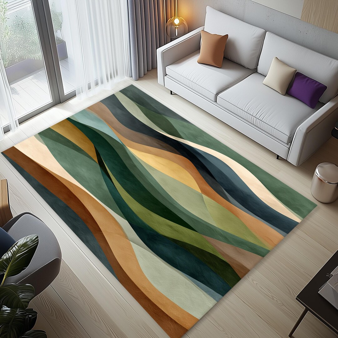 Abstract Art Area Rug: Mid-century Modern Design - Etsy