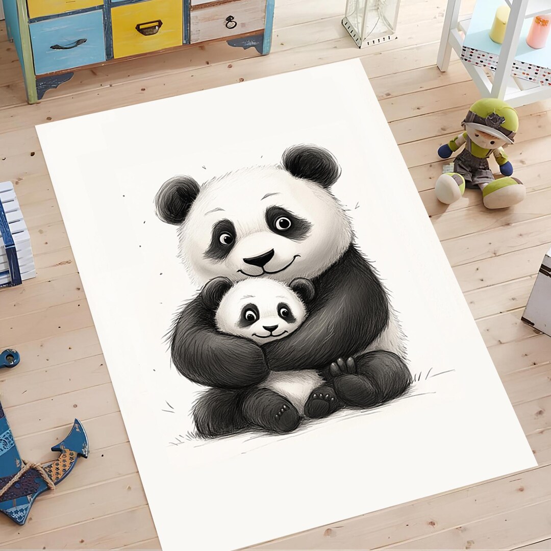 Panda Rug, Cute Panda Rug, Animal Themed Rug, Panda Decor Rug, Panda ...
