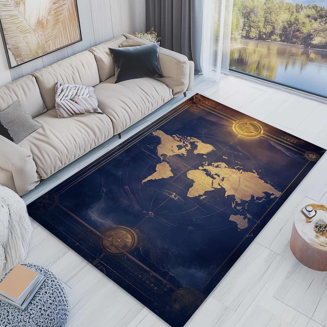 Map Themed Rug, World Map Carpet, Earth Map Rug, Map Rug, Geography ...