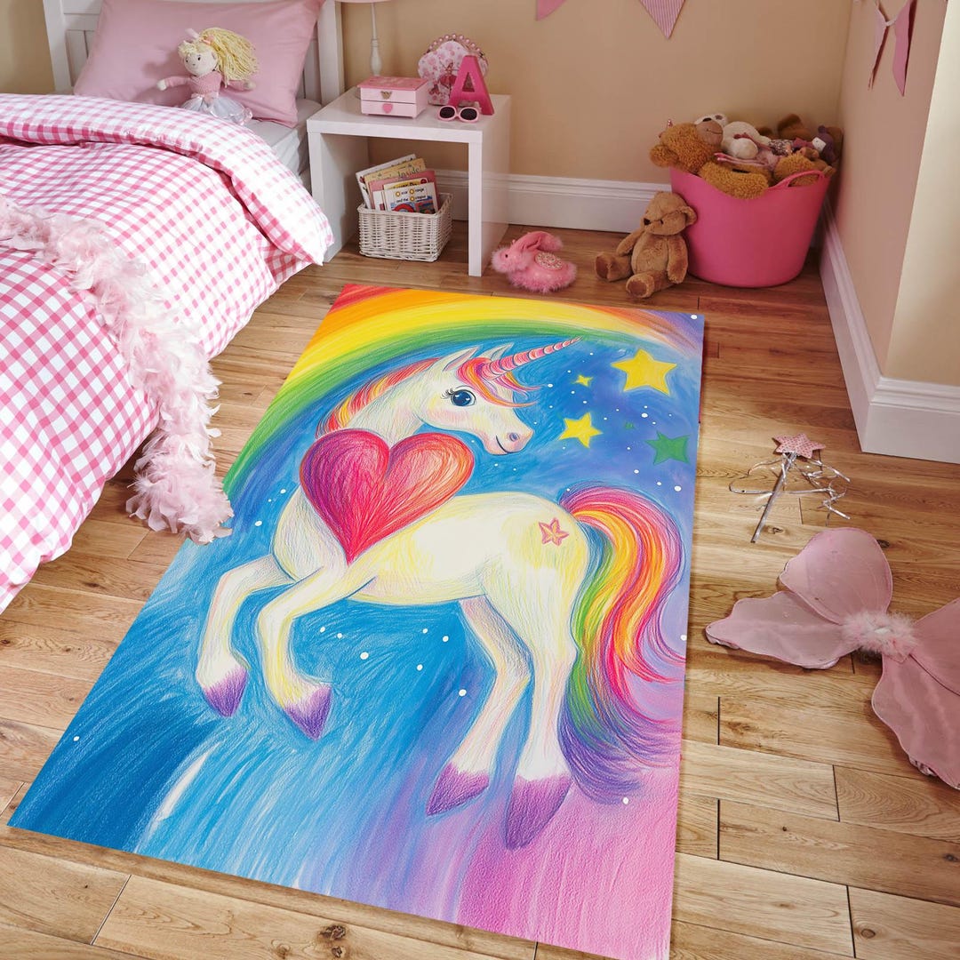 Unicorn Rug, Girls Room Rug, Colorful Rug, Rug for Girls, Children Room ...