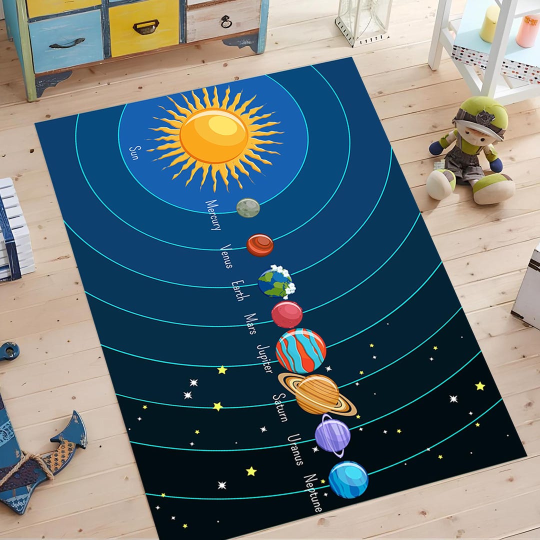 Solar System Rug, Educational Rug, Planets Rug, Kids Room Rug, Galaxy ...