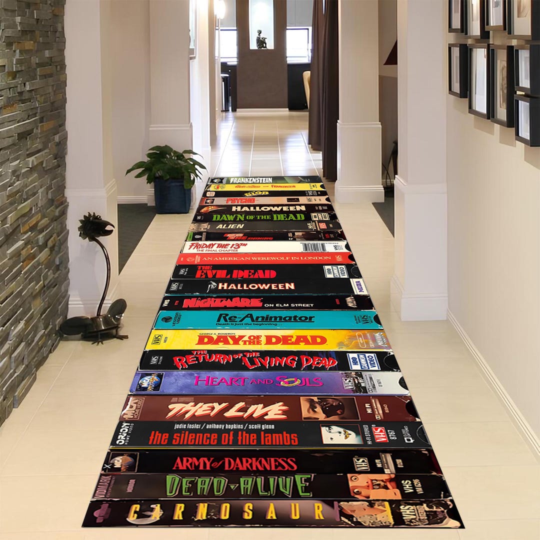 Nostalgic Retro Style Rug, Runner Rug, Horror Movie Themed Rug, Entry ...