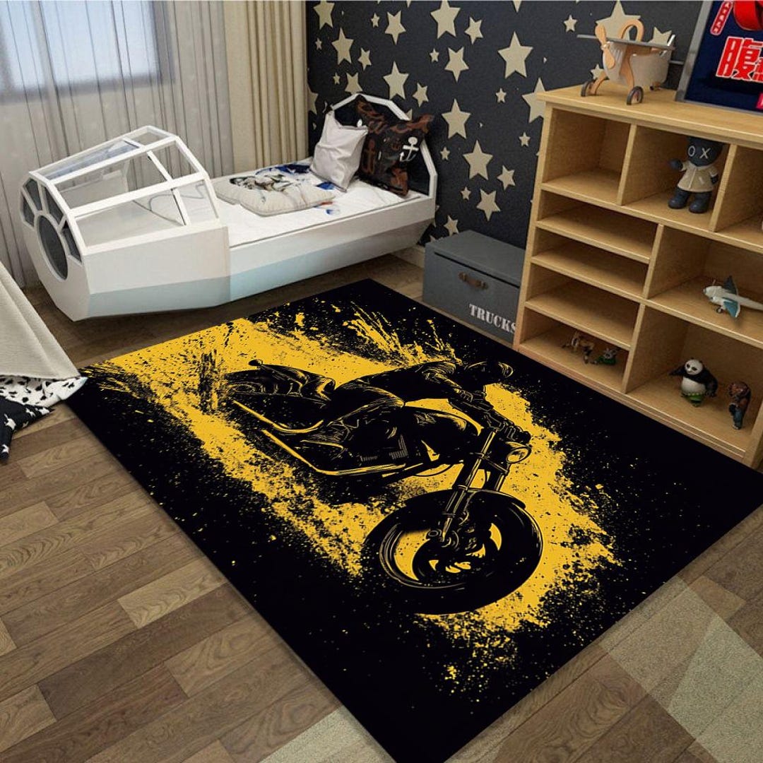 Motorcycle Rug, Cool Kids Rug, Bike Rug, Rug for Bike Fans, Fan Rug ...