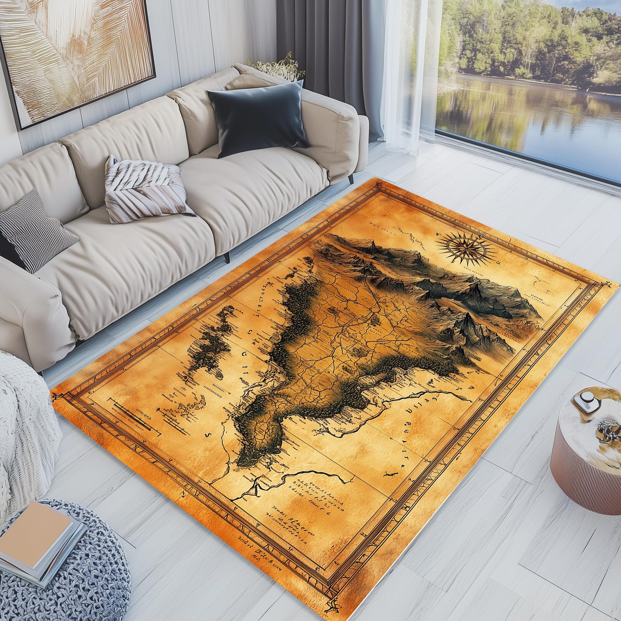 Map Rug, World Map Rug, Map Themed Rug, Geography Themed Rug, Map Decor ...