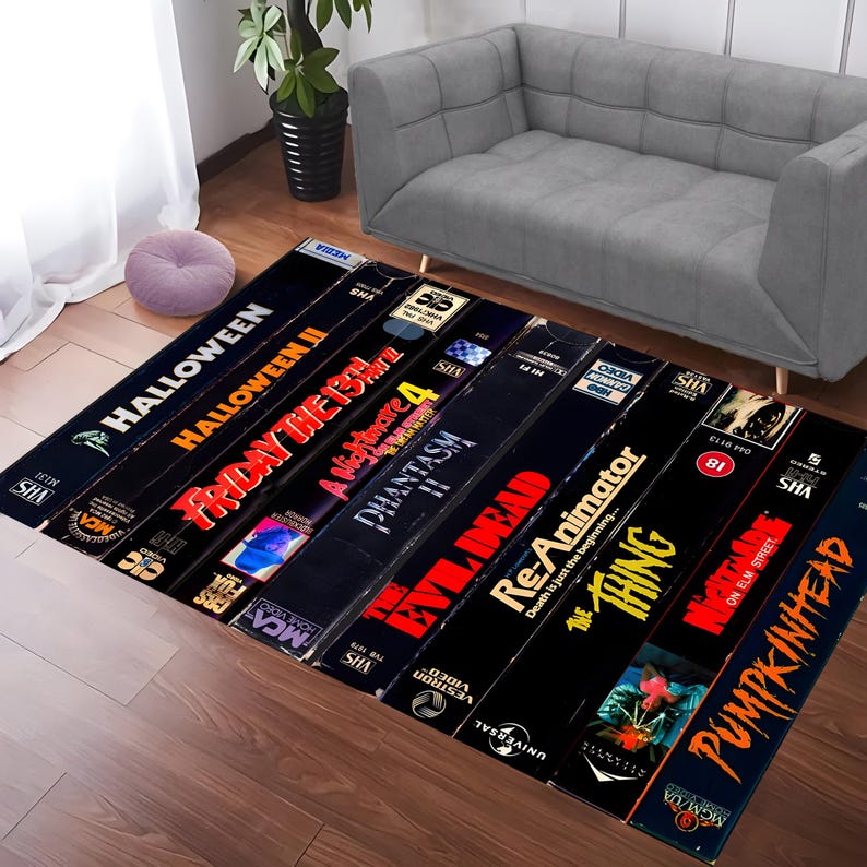 Horror Movie VHS Rug: Retro Halloween Films Entry Carpet - Etsy