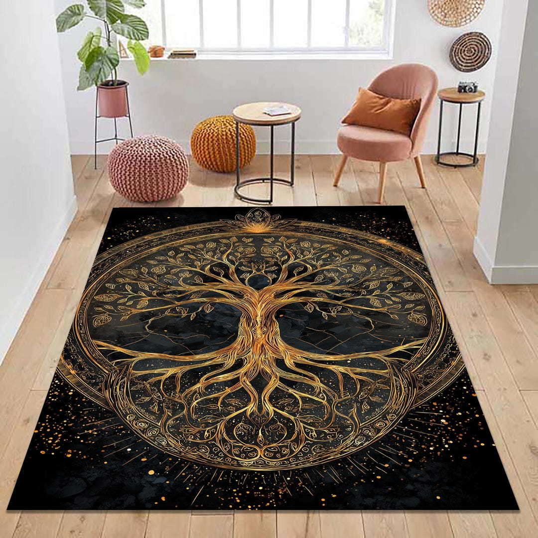 Tree of Life Area Rug: Mythology Decor, Non-slip Cotton Base - Etsy