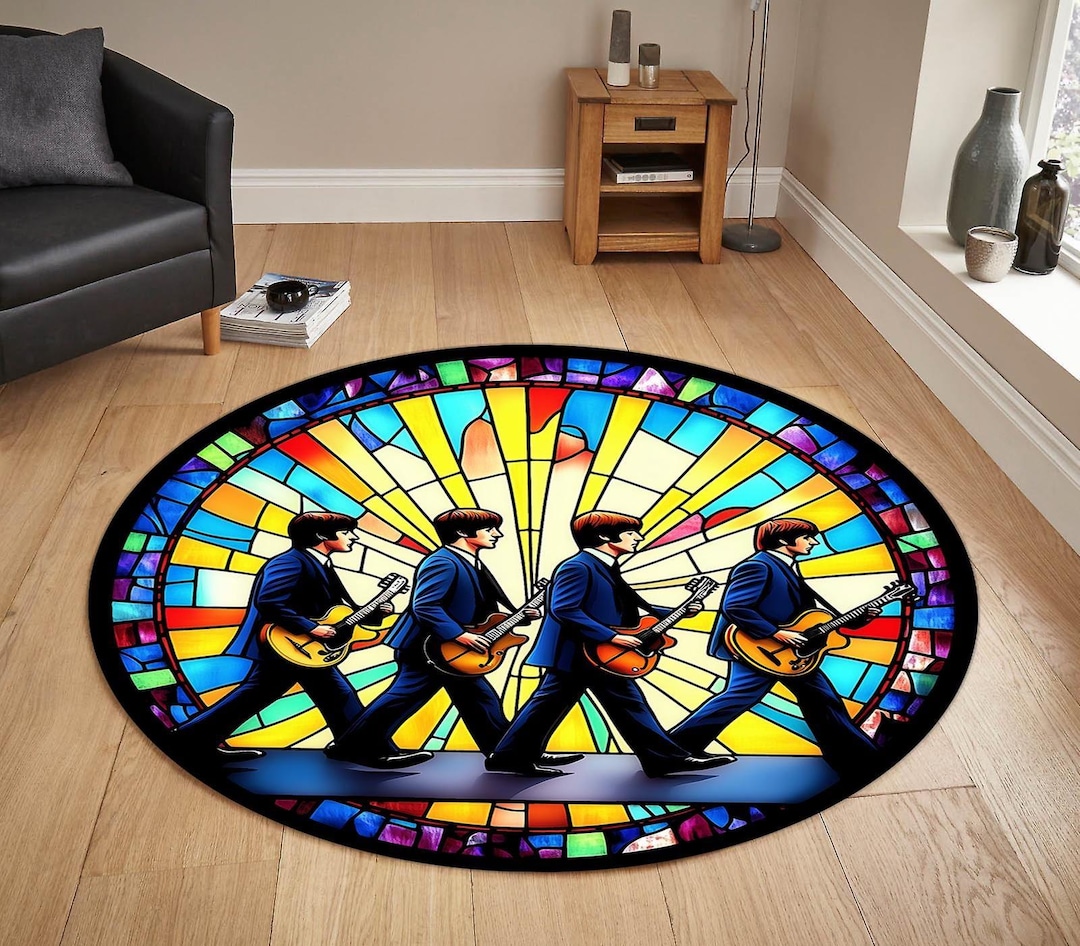 Beatles Fan Round Rug: Stained Glass Style, Musical Legends - Etsy