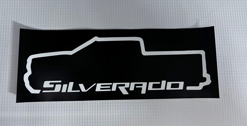 Chevrolet Silverado Black and White Car Outline Vinyl Decal Sticker - Etsy