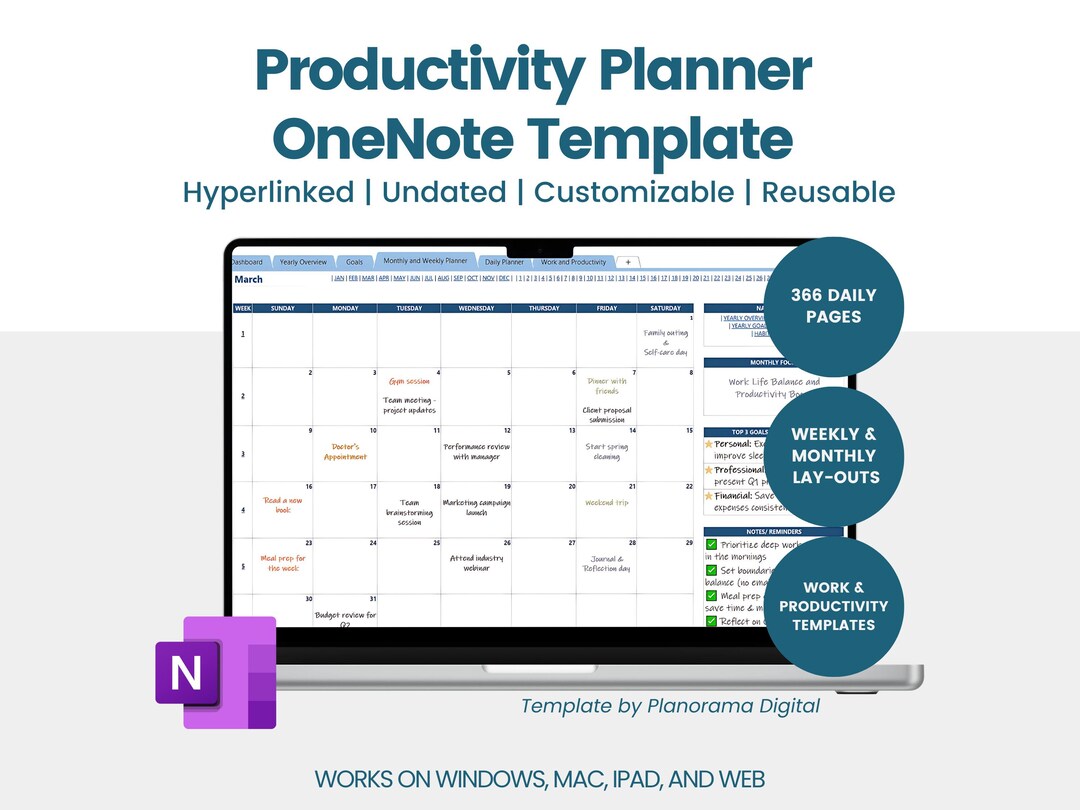 Onenote Template for Productivity Onenote Professional Planner Work to ...