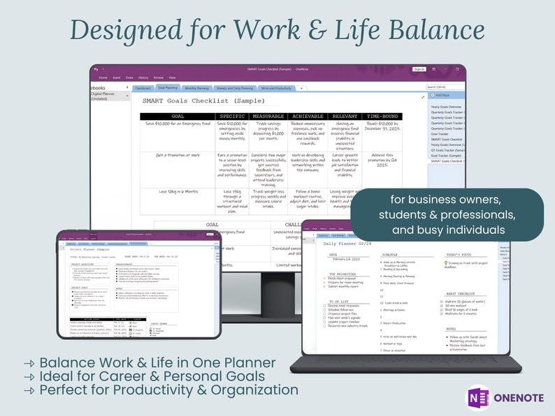 Undated Onenote Planner for Professional Project Planner to Do List ...
