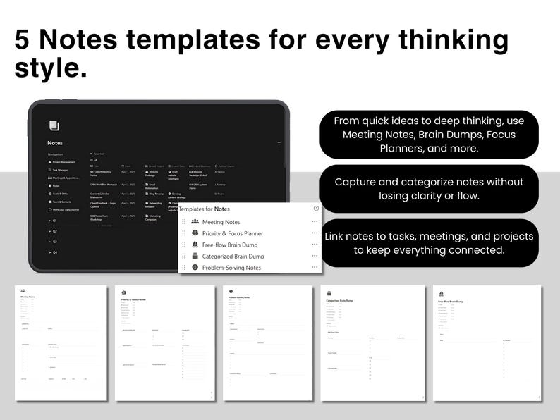 Notion Project Management Planner for Work Notion Template for ...